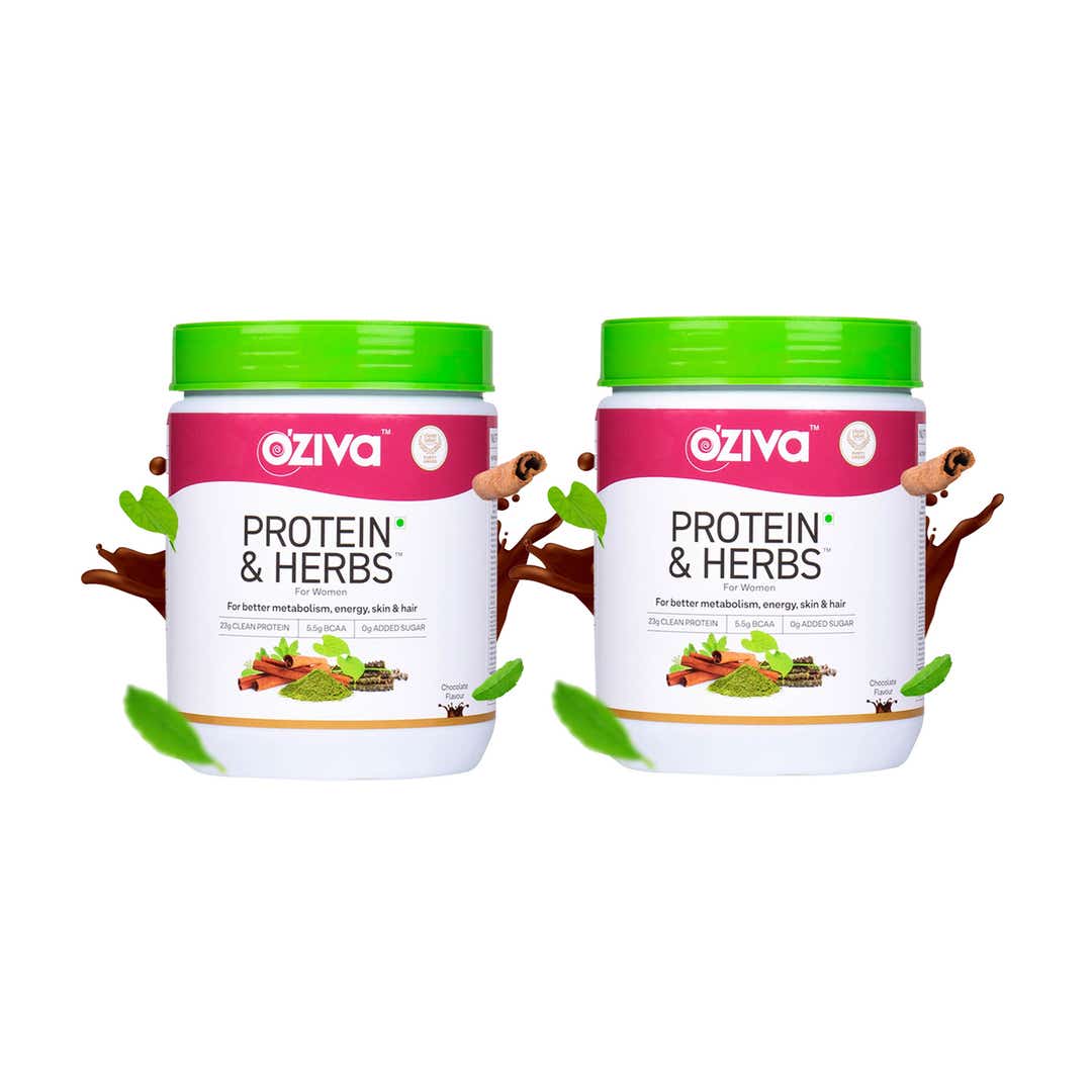 Buy Oziva Protein & Herbs Powder for Women - Chocolate (500 g) Pack of ...