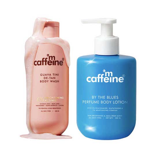 mCaffeine 1% Glycolic Acid Detan Body Wash & By The Blues Perfume Body ...