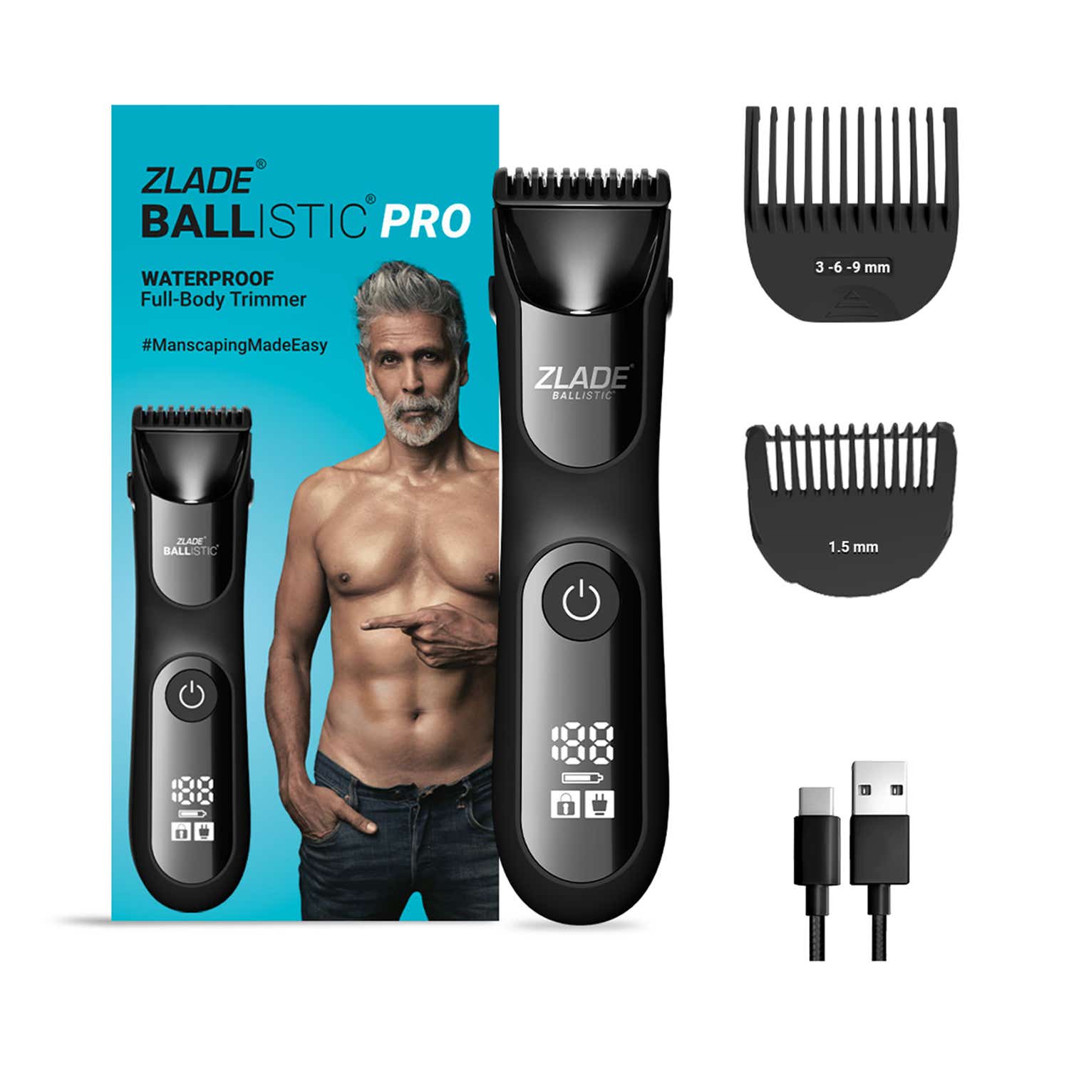 Zlade Ballistic Pro Full-Body Manscaping Trimmer with Ceramic Blades ...