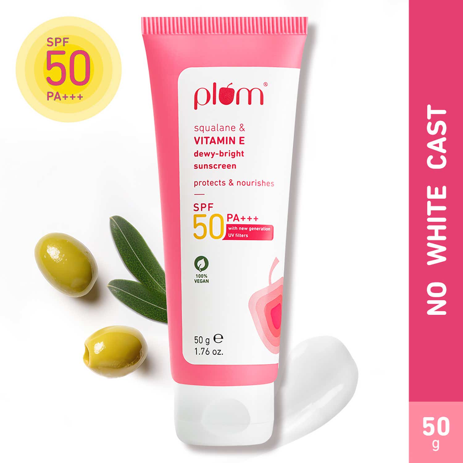 Buy Plum Squalane & Vitamin E Dewy-Bright Sunscreen SPF 50 (50g) - Plum ...