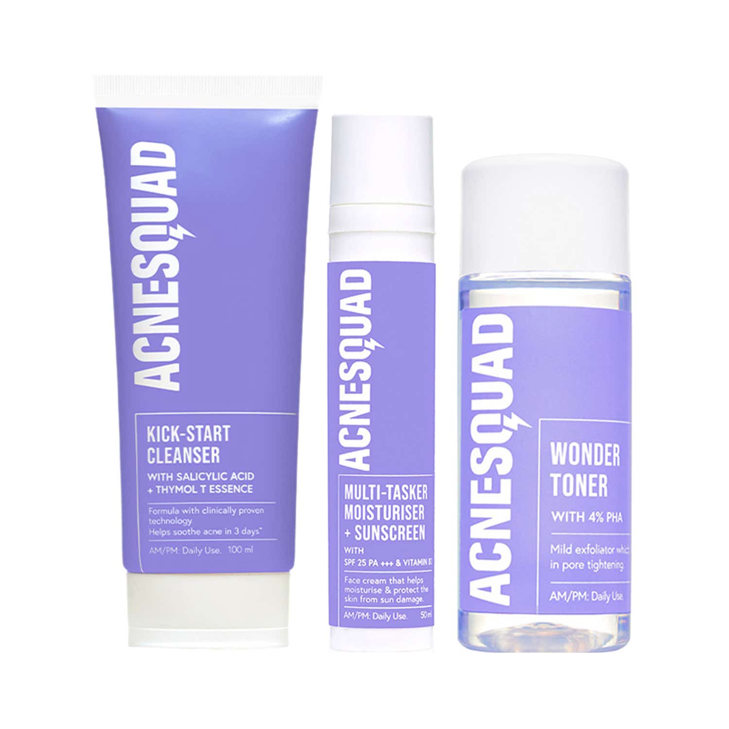 Acne Squad 3 Step Routine for Acne Prone Skin Combo