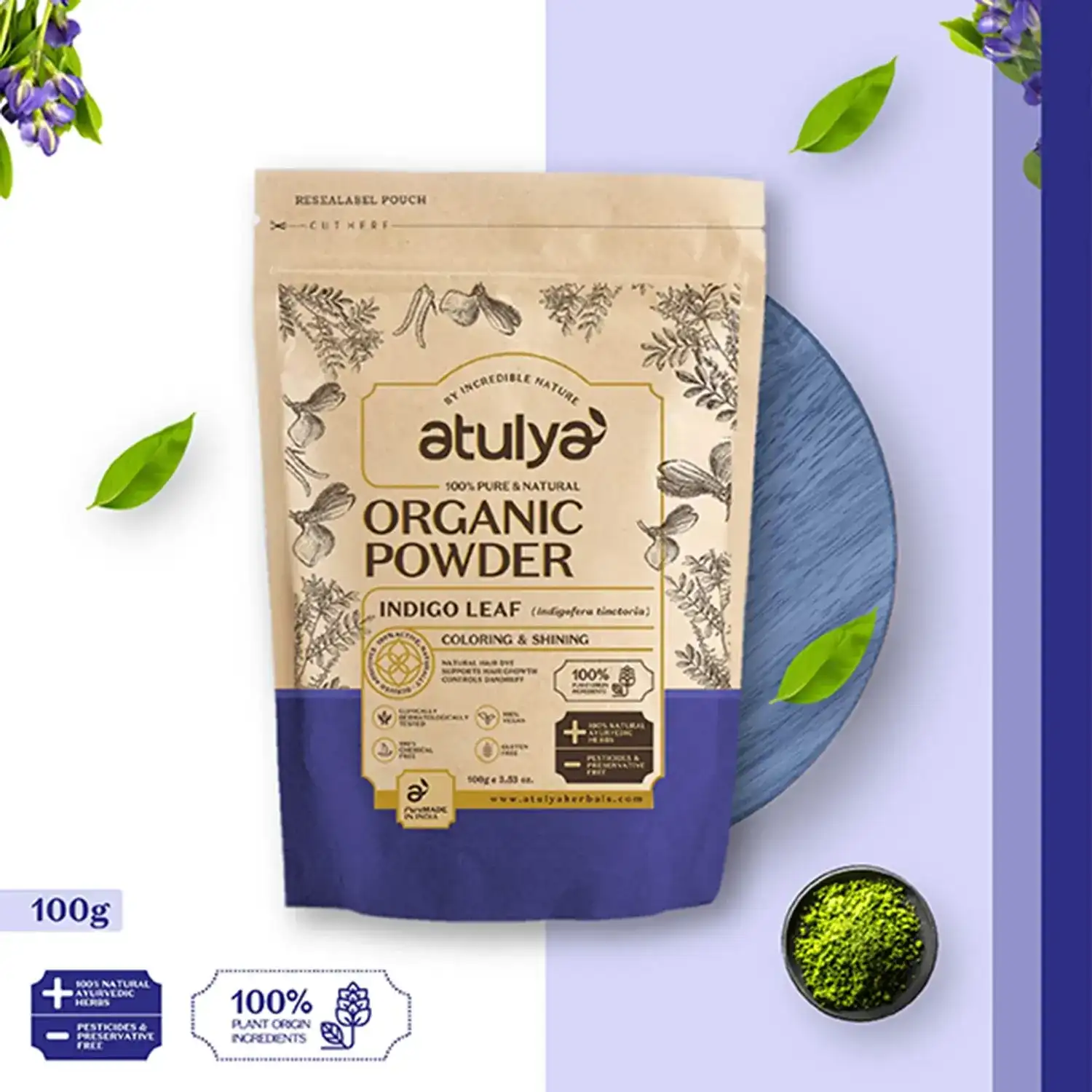 Buy Atulya Indigo Leaf Organic Powder (100g) Online at Best Price in India on Tira Website & App