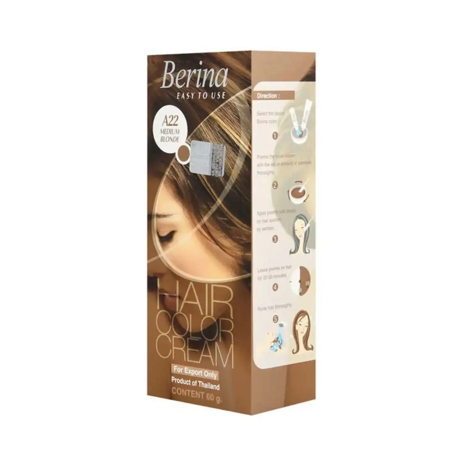 Buy Berina Cream Hair Color - A22 Medium Blonde (60g) Online at Best ...