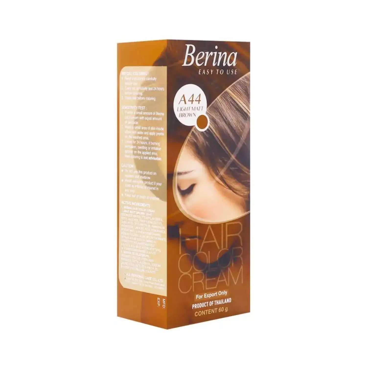 Buy Berina Cream Hair Color - A44 Light Matt Brown (60g) Online at Best ...