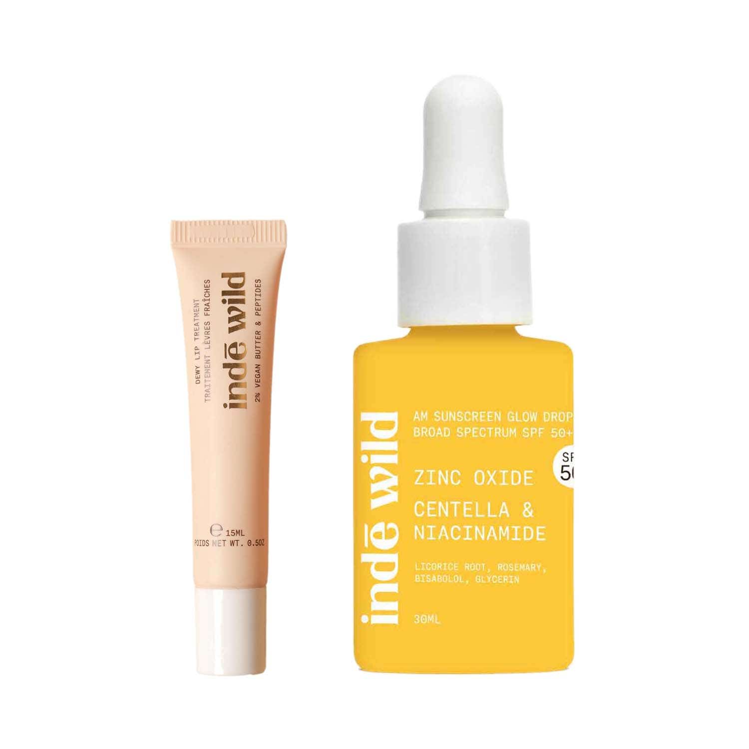 Inde Wild Dewy Lip Treatment & Sunscreen Glow Drops Combo