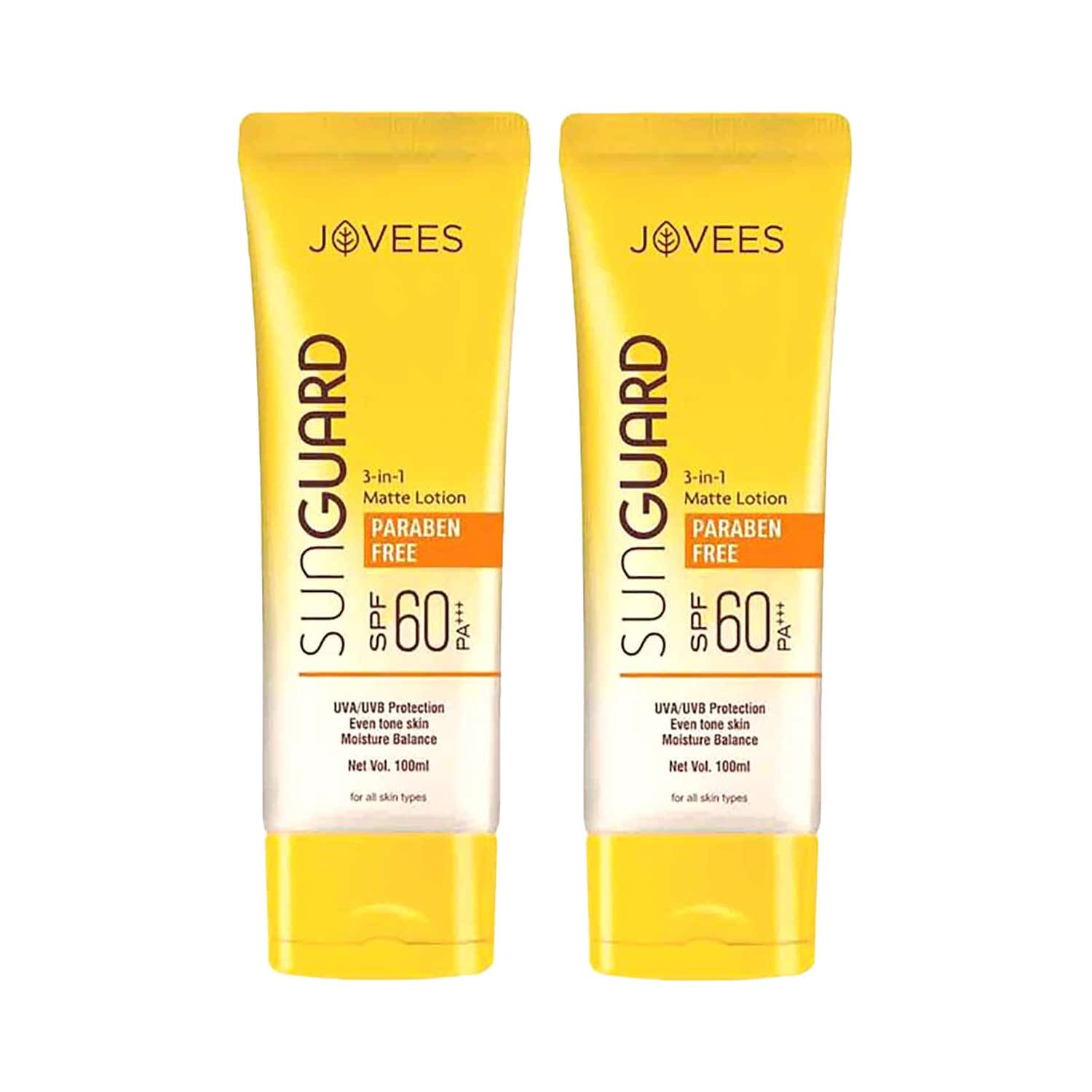 Jovees Sun Guard 3 in 1 SPF 60 PA++ Paraben Free Matte Lotion (100 ml) Pack of 2 Combo