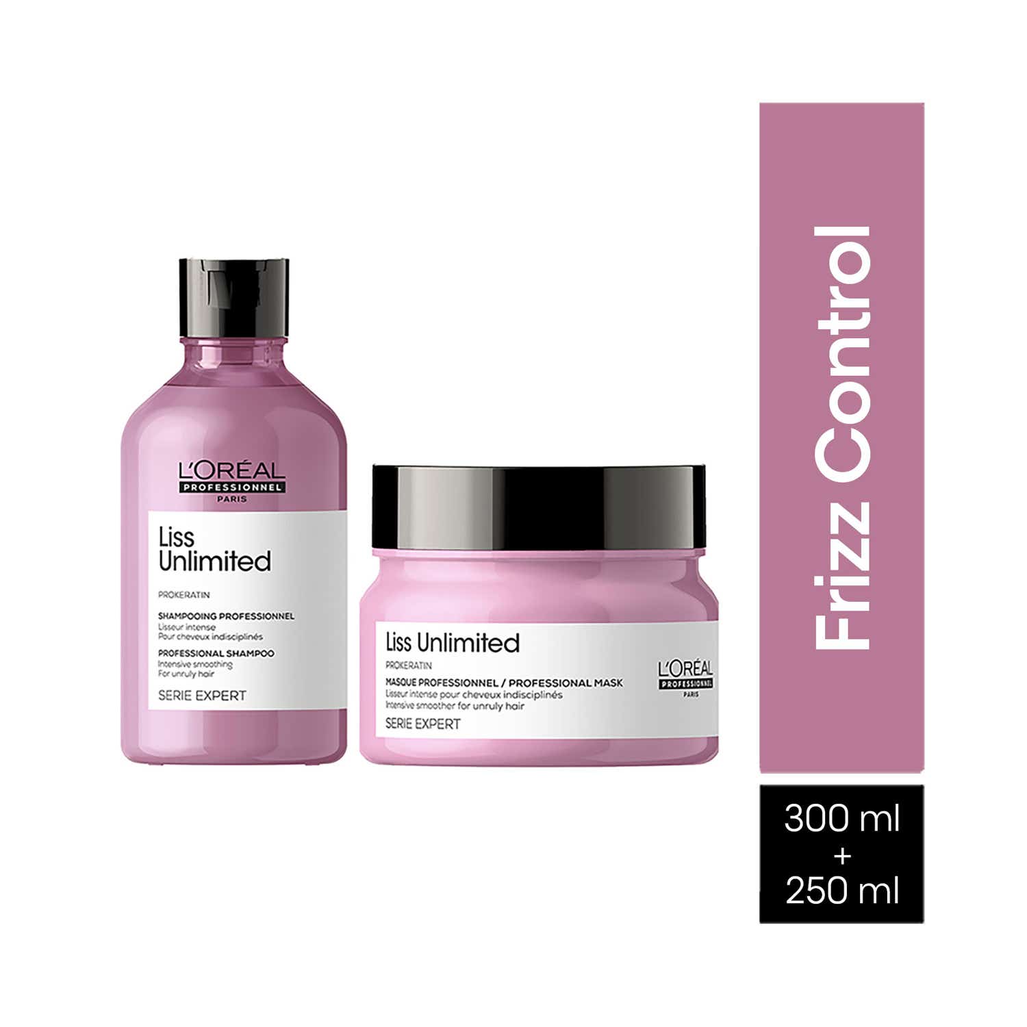 L'Oreal Professionnel Liss Unlimited Shampoo (300ml), Hair Mask (250g ...