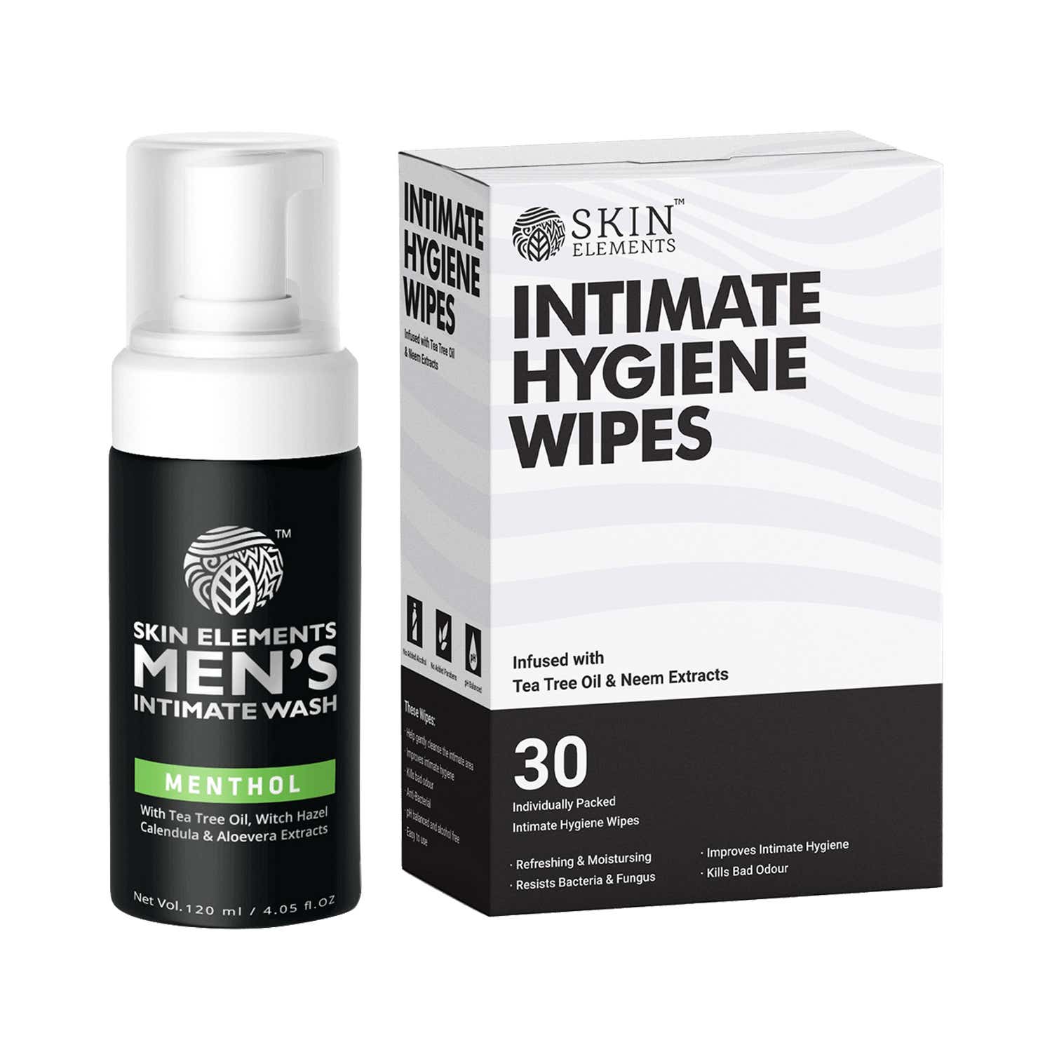 Buy Skin Elements Men's Intimate Wash Menthol & Intimate Hygiene Wipes ...