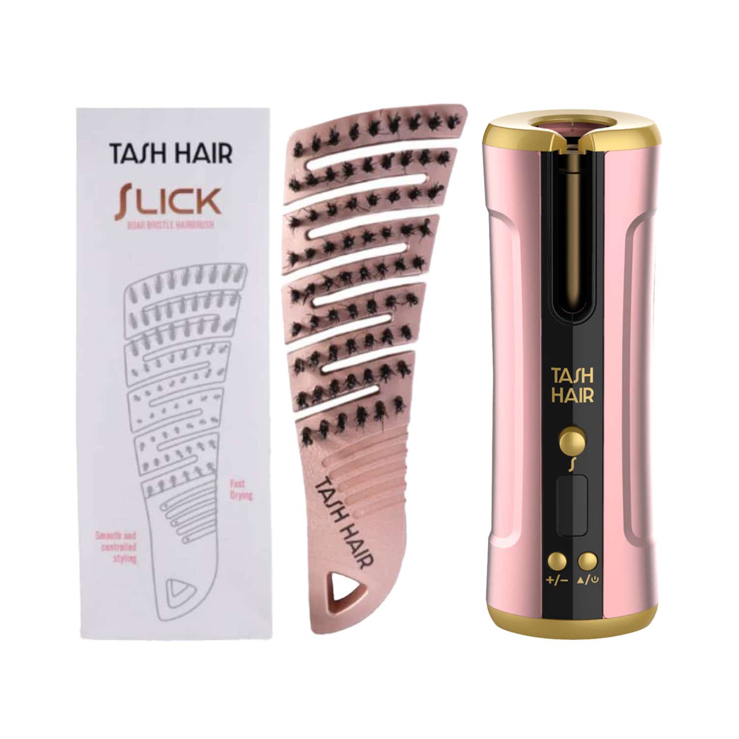 Buy Tash Hair Twirl Automatic Hair Curler - Blush & Slick, Detangling ...