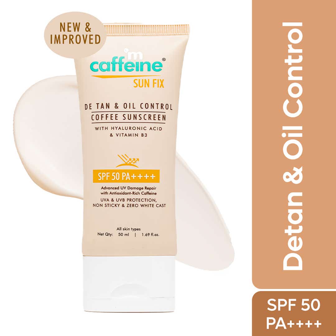 Buy mCaffeine Detan & Oil Control Sunscreen SPF 50 PA++++ with Coffee ...
