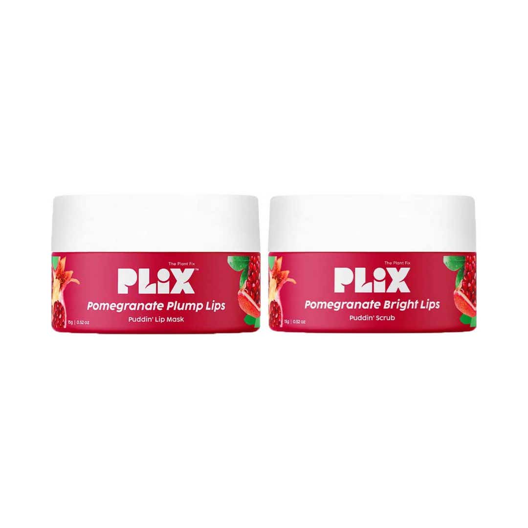Plix Pomegranate Exfoliating Lip Scrub And Plumping Lip Mask Combo For ...