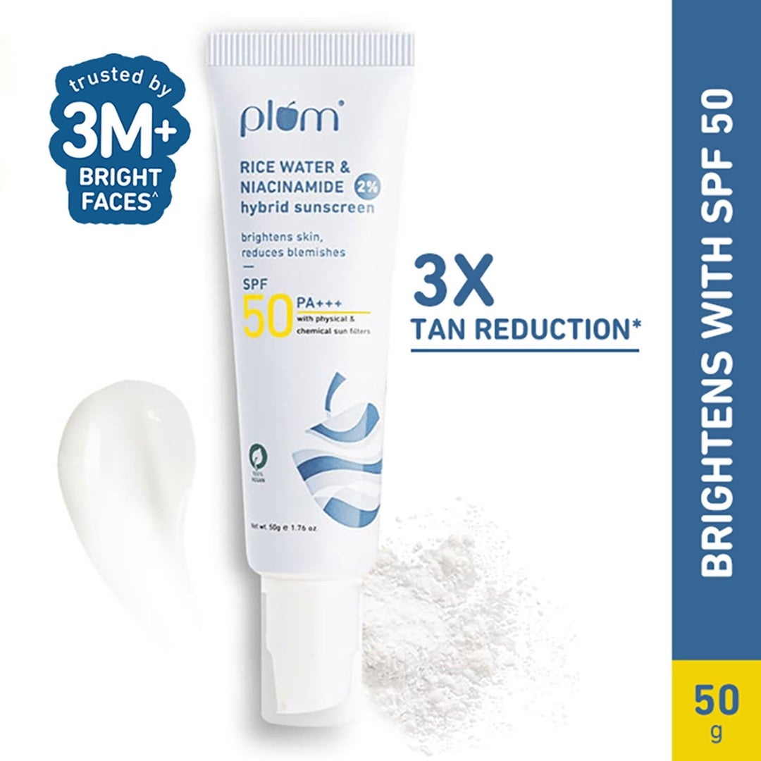 Buy Plum 2% Niacinamide & Rice Water Hybrid Face Sunscreen With SPF 50 ...